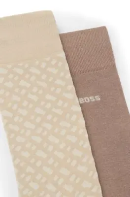 BOSS Two-pack Of Cotton-blend Crew Socks - Light Brown