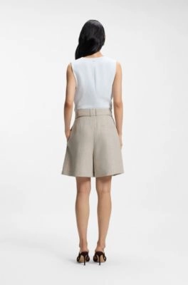 BOSS Relaxed-fit Linen-blend Culottes