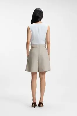 BOSS Relaxed-fit Linen-blend Culottes