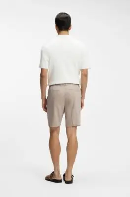 BOSS Modern-fit Linen-blend Shorts - Light Beige