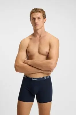 BOSS Three-pack Of Trunks In A Moisture-wicking Cotton Blend