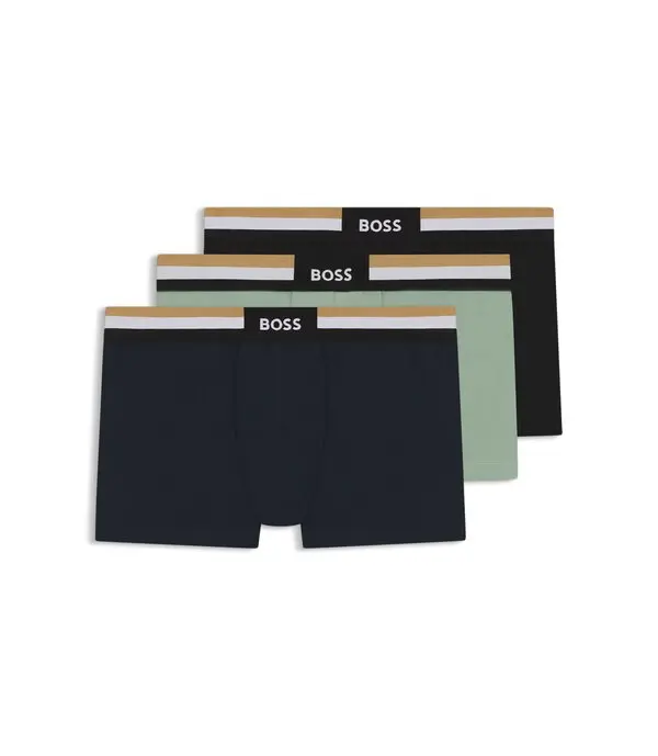 BOSS Three-pack Of Trunks In A Moisture-wicking Cotton Blend - Patterned