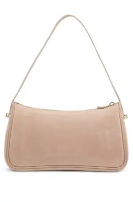 BOSS Suede Shoulder Bag With Monogram - Light Red