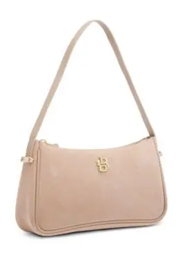BOSS Suede Shoulder Bag With Monogram - Light Red