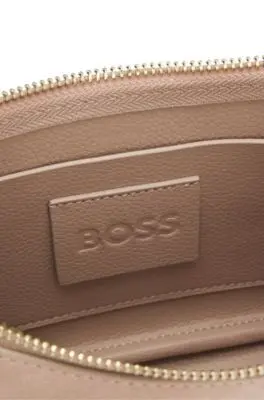 BOSS Suede Shoulder Bag With Monogram - Light Red