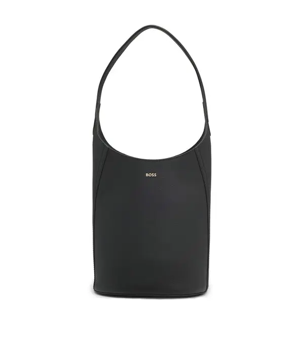 BOSS Leather Bucket Bag With Metallic Logo