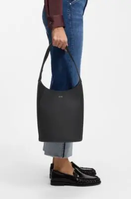 BOSS Leather Bucket Bag With Metallic Logo