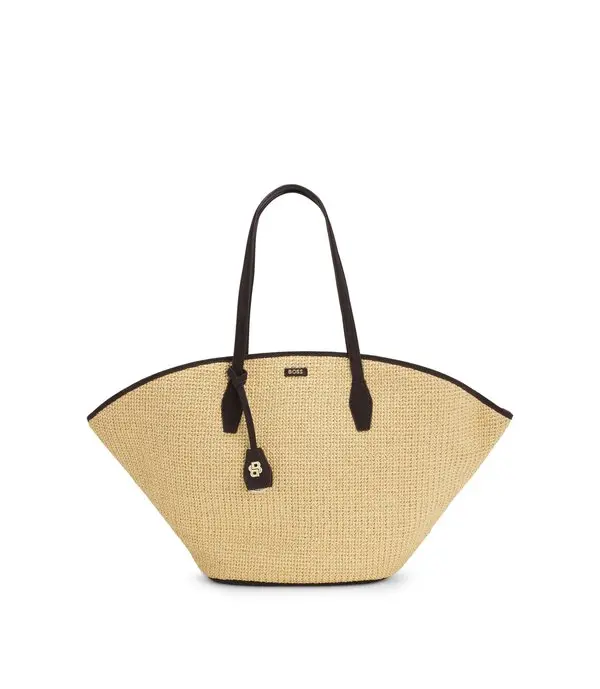 BOSS Raffia Tote Bag With Leather Trims