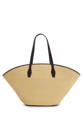 BOSS Raffia Tote Bag With Leather Trims