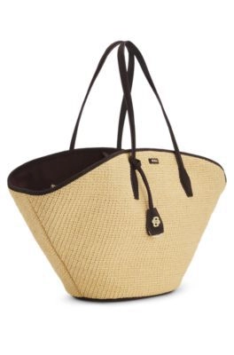 BOSS Raffia Tote Bag With Leather Trims