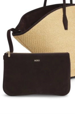 BOSS Raffia Tote Bag With Leather Trims