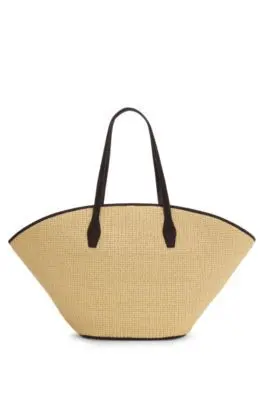 BOSS Raffia Tote Bag With Leather Trims