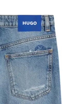 Hugo Baggy-fit Distressed Jeans - Blue
