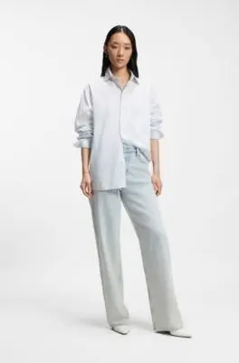 BOSS Striped Relaxed-fit Cotton Canvas Blouse