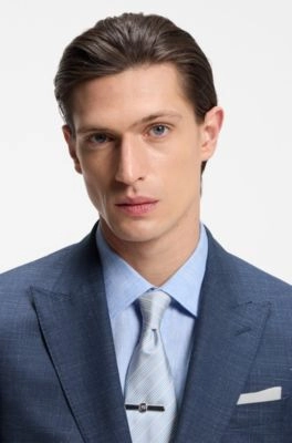 BOSS One Slim-fit Jacket In Virgin Wool - Light Blue