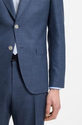 BOSS One Slim-fit Jacket In Virgin Wool - Light Blue