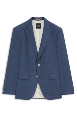 BOSS One Slim-fit Jacket In Virgin Wool - Light Blue
