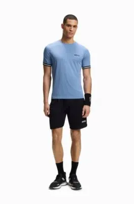 BOSS Active Slim-fit T-shirt With Tennis-ball Eming