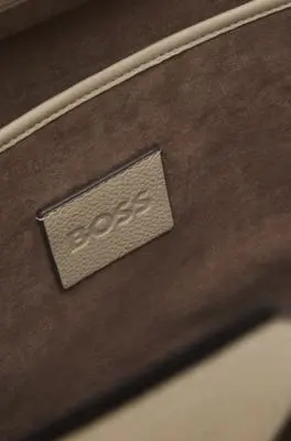 BOSS Revers Leather Tote Bag With Belt Detail - Light Beige