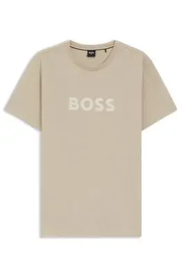 BOSS Cotton Jersey T-shirt With Logo Print - Light Beige