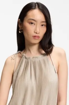 BOSS Plissé-pleat Halterneck Jumpsuit - Light Beige