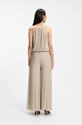 BOSS Plissé-pleat Halterneck Jumpsuit - Light Beige