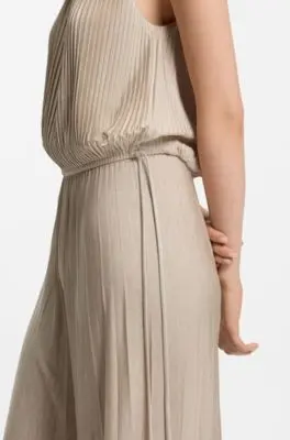 BOSS Plissé-pleat Halterneck Jumpsuit - Light Beige