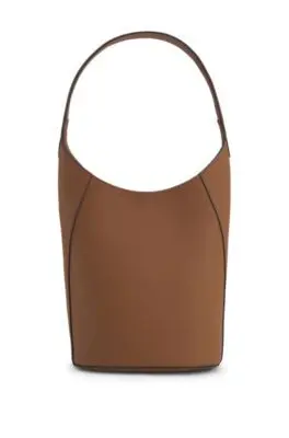 BOSS Leather Bucket Bag With Logo - Brown