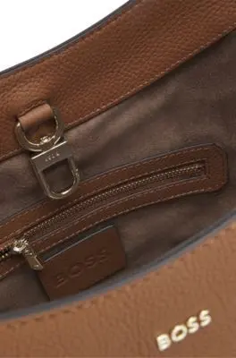 BOSS Leather Bucket Bag With Logo - Brown