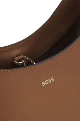 BOSS Leather Bucket Bag With Logo - Brown