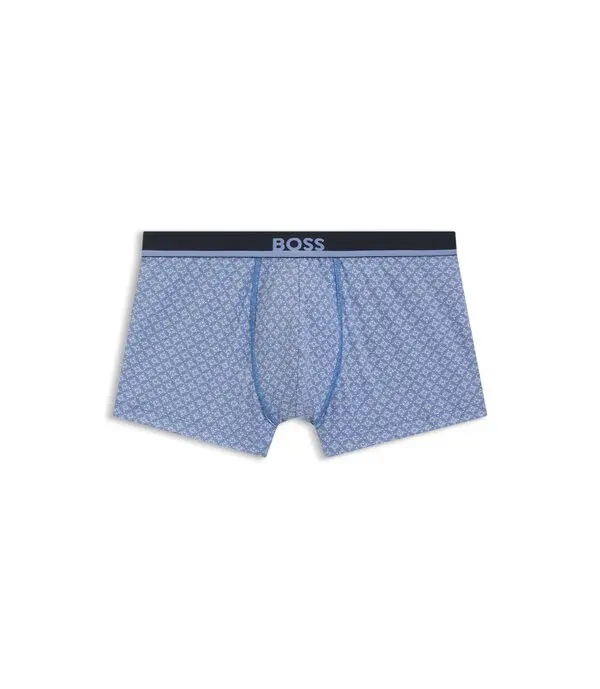 BOSS Printed Stretch Cotton Trunks - Light Blue