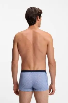 BOSS Printed Stretch Cotton Trunks - Light Blue