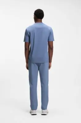 BOSS Logo-artwork T-shirt In Stretch Cotton - Light Blue