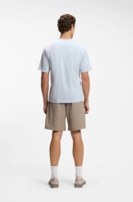 BOSS Logo-artwork T-shirt In Stretch Cotton - Light Blue