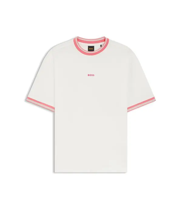 BOSS Relaxed-fit T-shirt In Cotton With Striped Trims