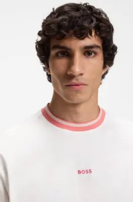 BOSS Relaxed-fit T-shirt In Cotton With Striped Trims