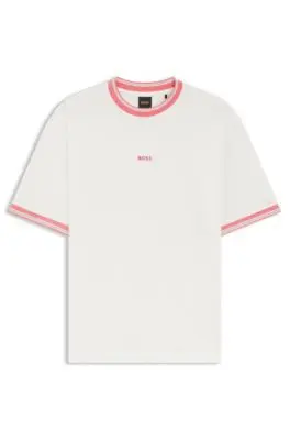 BOSS Relaxed-fit T-shirt In Cotton With Striped Trims