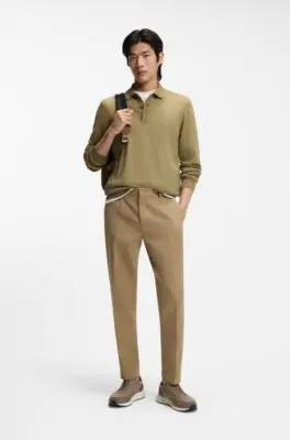 BOSS Knitted Polo Sweater In Virgin Wool
