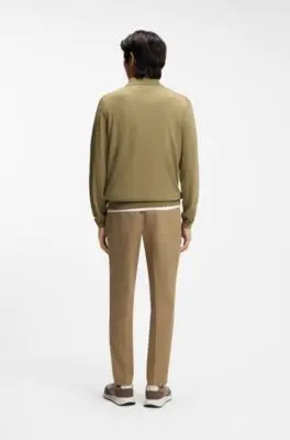 BOSS Knitted Polo Sweater In Virgin Wool