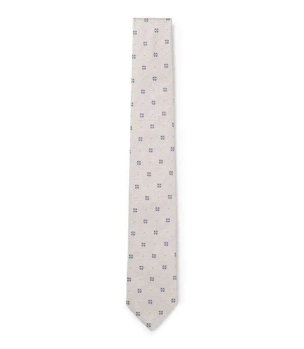 BOSS Jacquard-pattern Silk Neck Tie - Light Beige