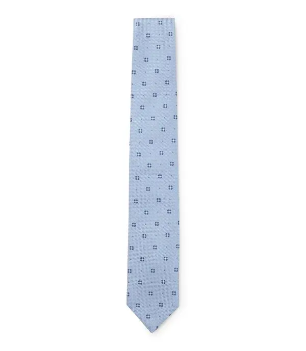BOSS Jacquard-pattern Silk Neck Tie - Light Blue