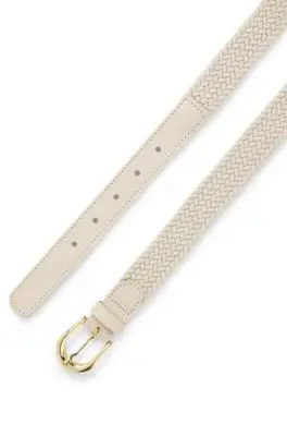 BOSS Woven Belt With Leather Trim