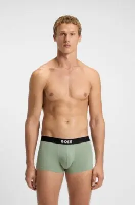 BOSS Three-pack Of Stretch-cotton Trunks With Logo Waistbands - Patterned