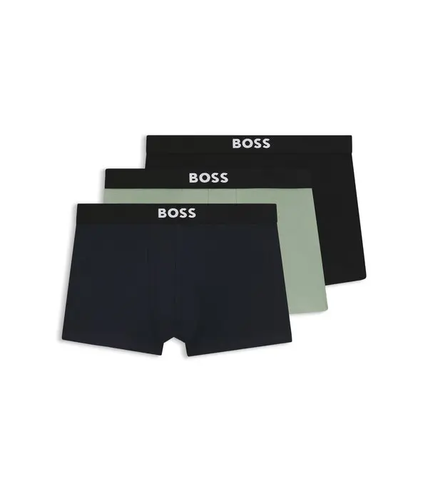 BOSS Three-pack Of Stretch-cotton Trunks With Logo Waistbands - Patterned