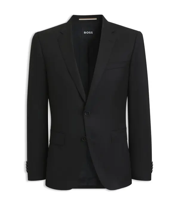 BOSS One Slim-fit Suit Jacket In Virgin Wool Serge - Black