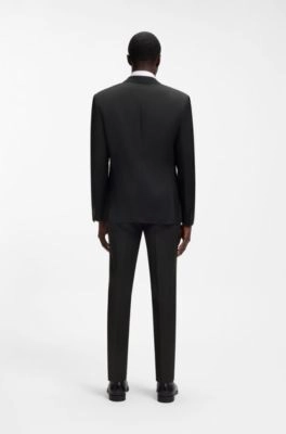BOSS One Slim-fit Suit Jacket In Virgin Wool Serge - Black