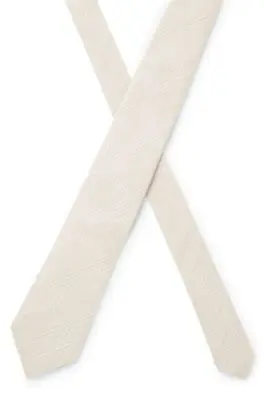 BOSS Italian-made Linen-silk Tie - Beige