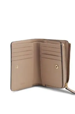 BOSS Grained-leather Wallet With Metallic Logo Lettering