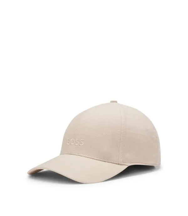 BOSS Embroidered-logo Cap In Linen - Light Beige