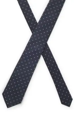 BOSS Silk Tie With Jacquard Pattern - Dark Blue